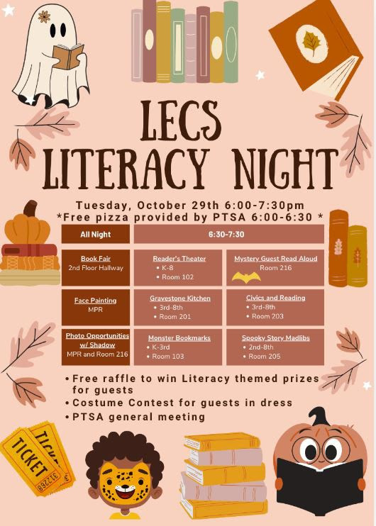LECS Literacy Night- Oct. 29 – Lake Eola Charter School